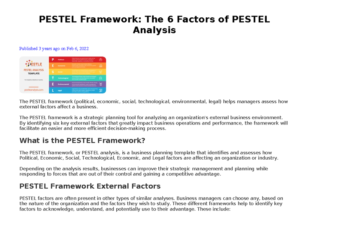 PESTEL Analysis: Understanding External Factors Impacting Business ...