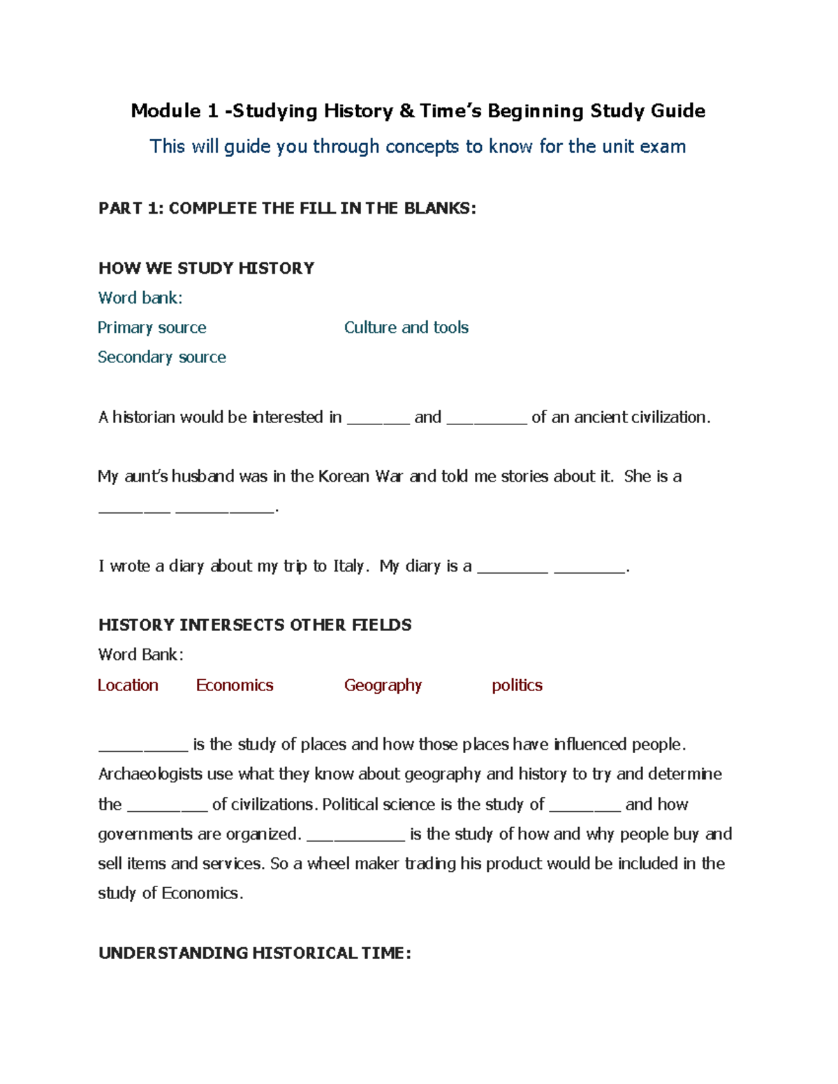 Module 1: History, Time & Early Civilizations Study Guide - Studocu