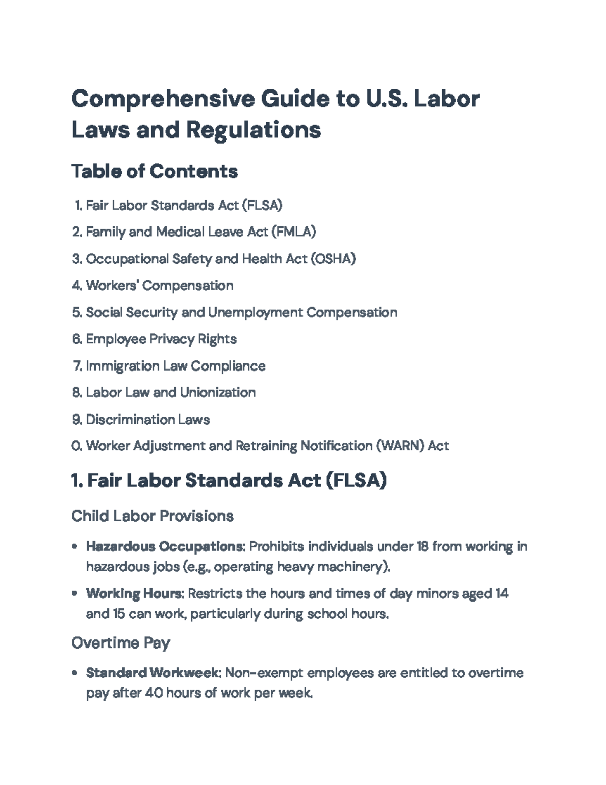 U.S. Labor Laws and Regulations: A Comprehensive Overview Guide ...