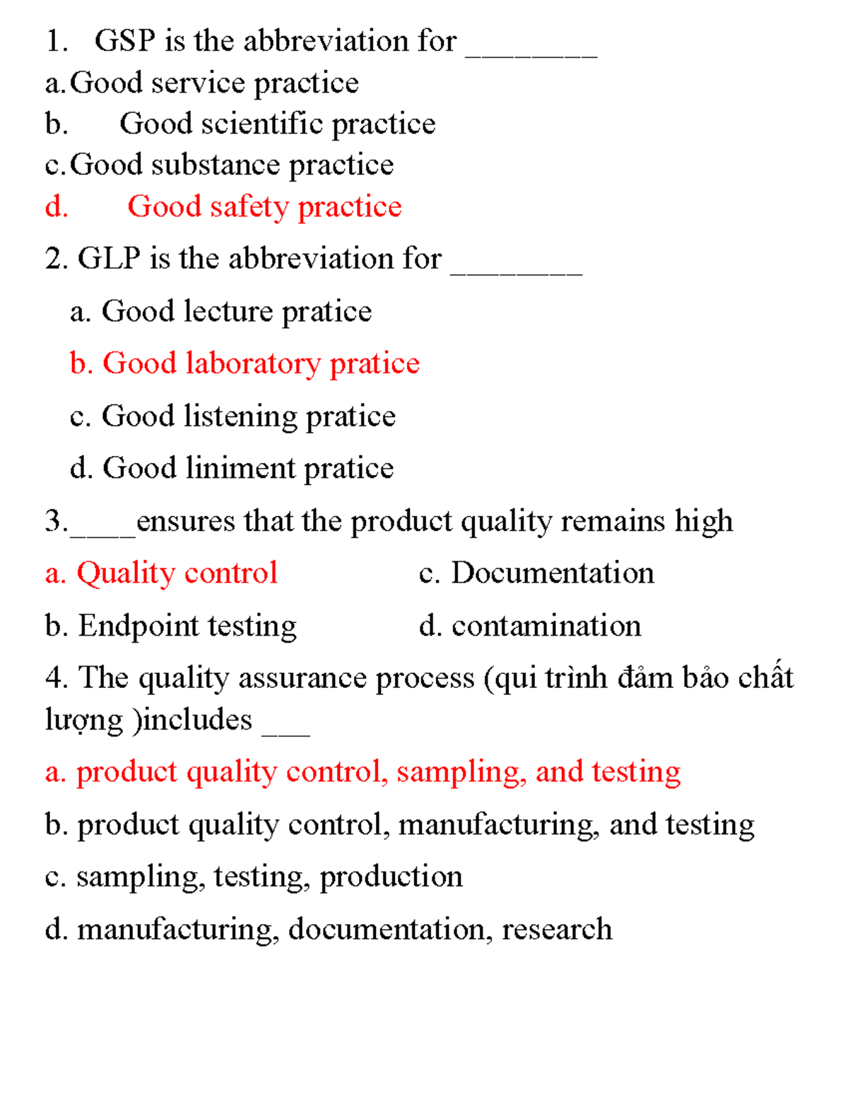 Pharmacy Test Unit 2-4: Key Concepts in Good Practices and Safety - Studocu