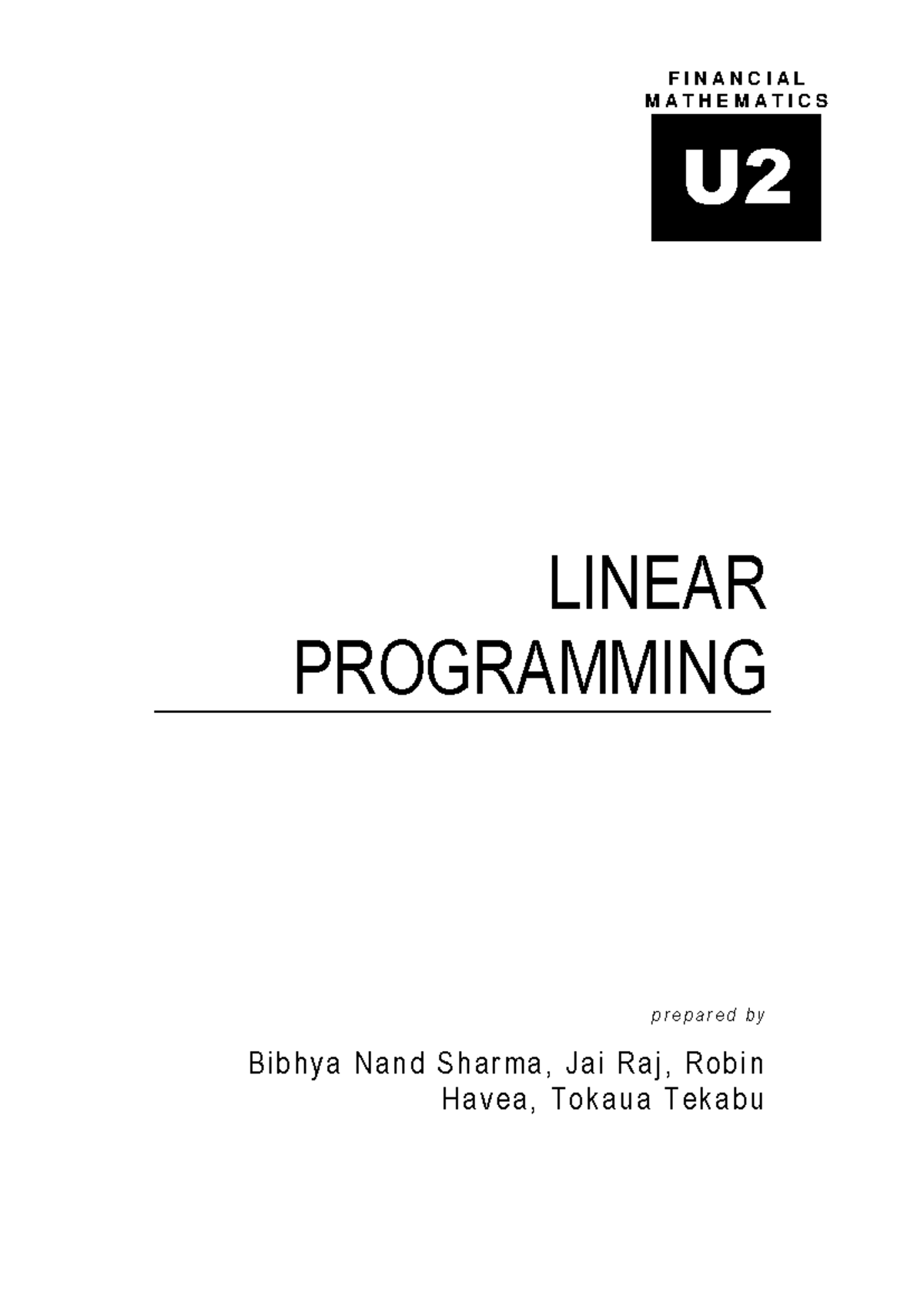 FM101 Unit 2: Linear Programming Concepts and Applications - Studocu