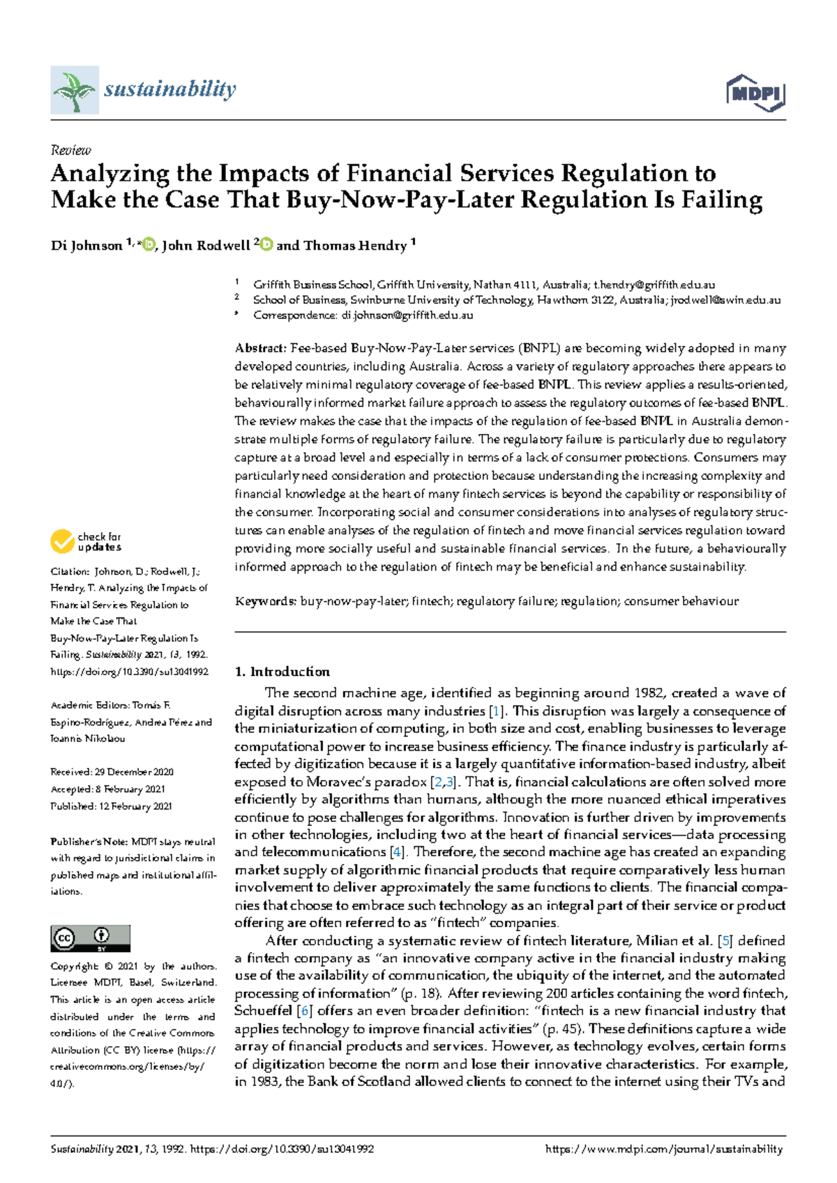 Sustainability 13 01992: Analyzing regulatory failures in buy now pay ...