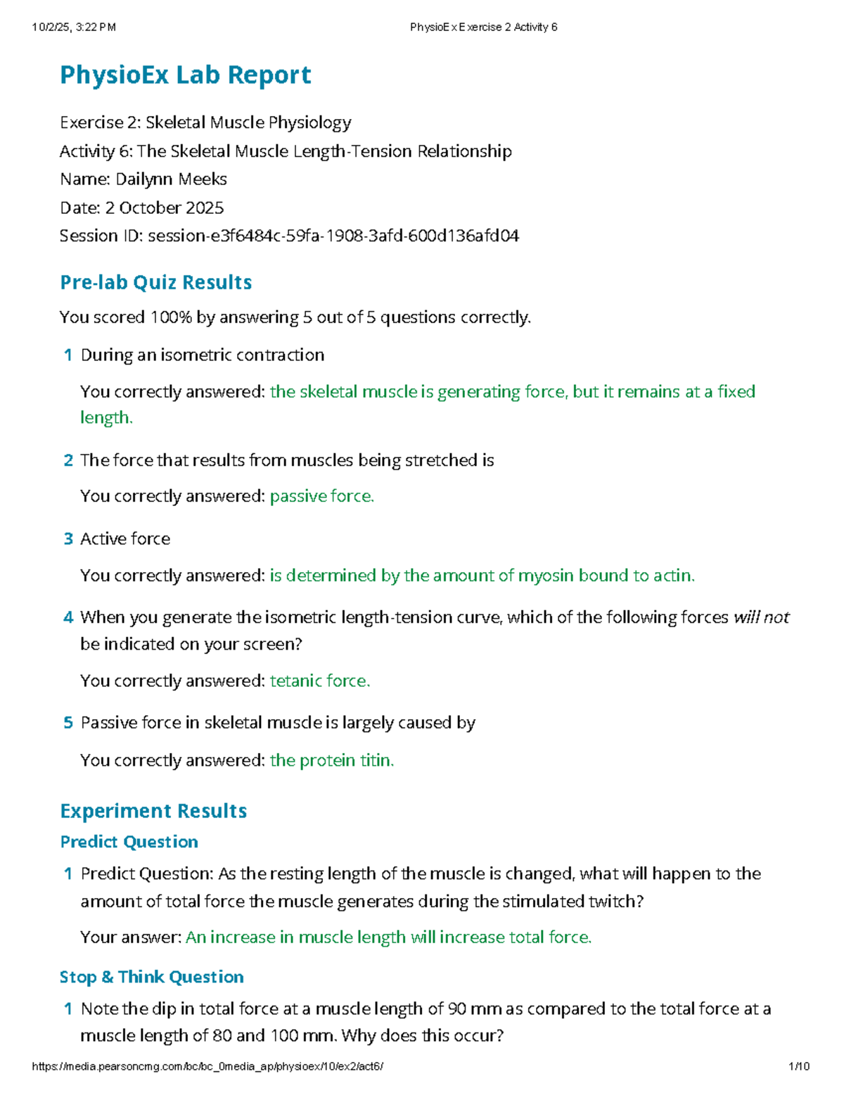 PhysioEx Lab Report 2: Skeletal Muscle Physiology (Week 5) - Studocu