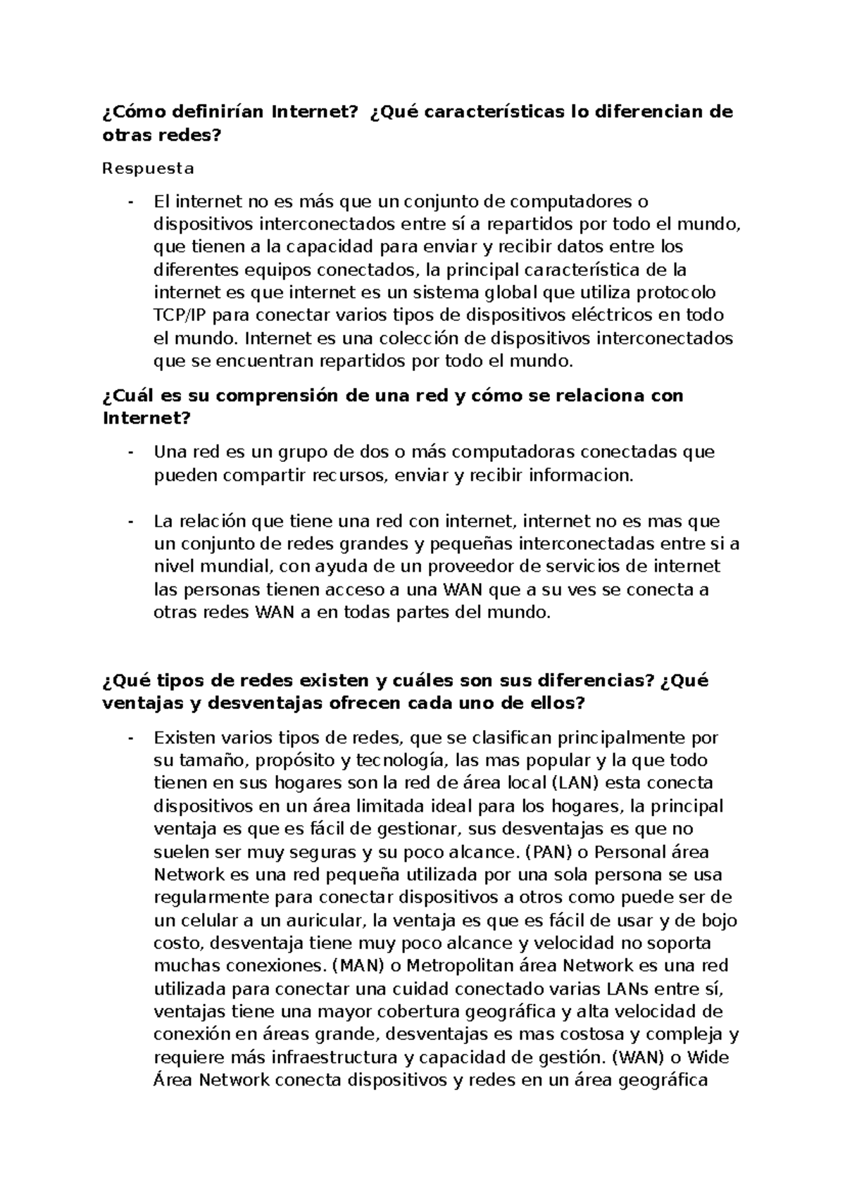 Cómo Definir Internet: Características y Tipos de Redes - Studocu