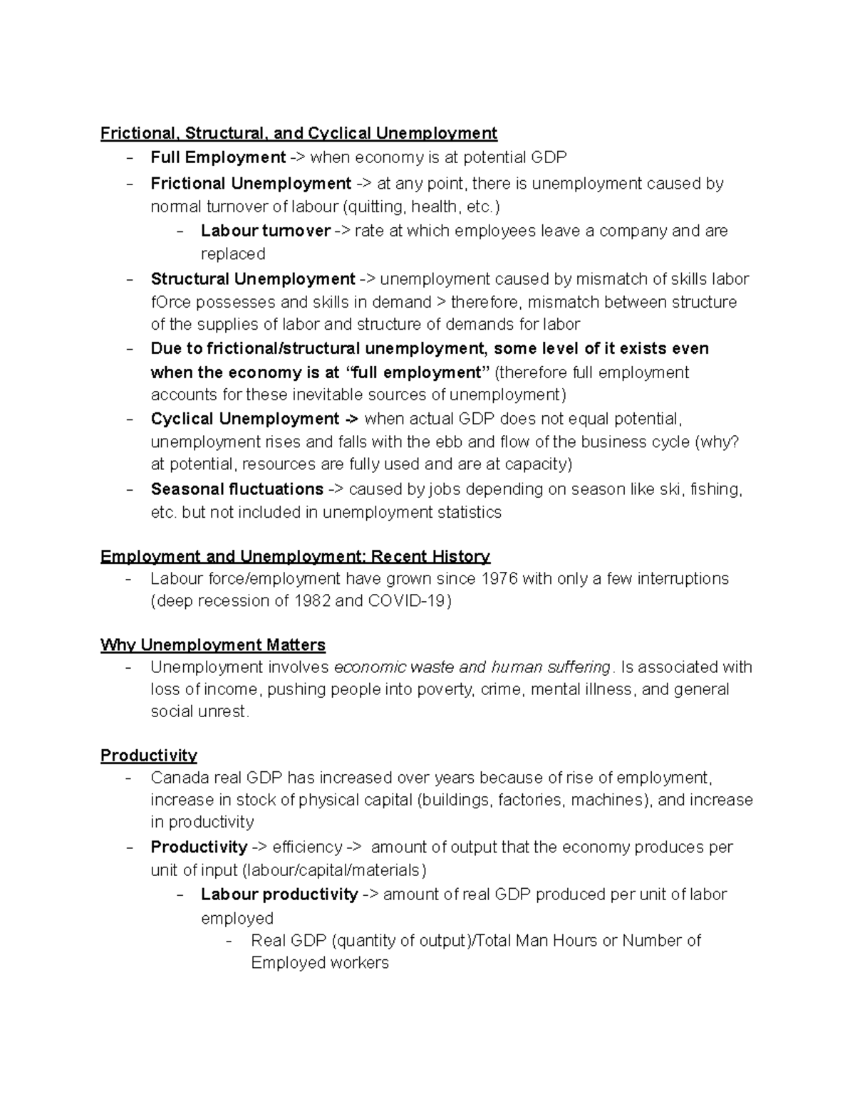 Econ 102 Chapter 4: Unemployment Types and Economic Impact Notes - Studocu