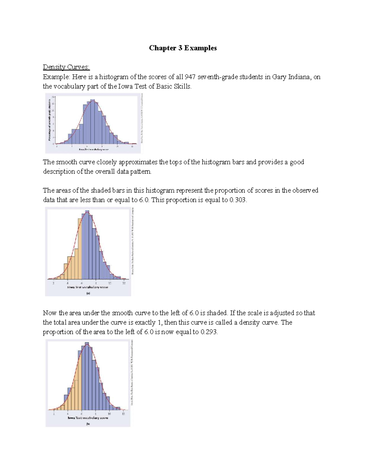 Chapter 3 Examples: Density Curves & Data Analysis Notes - Studocu