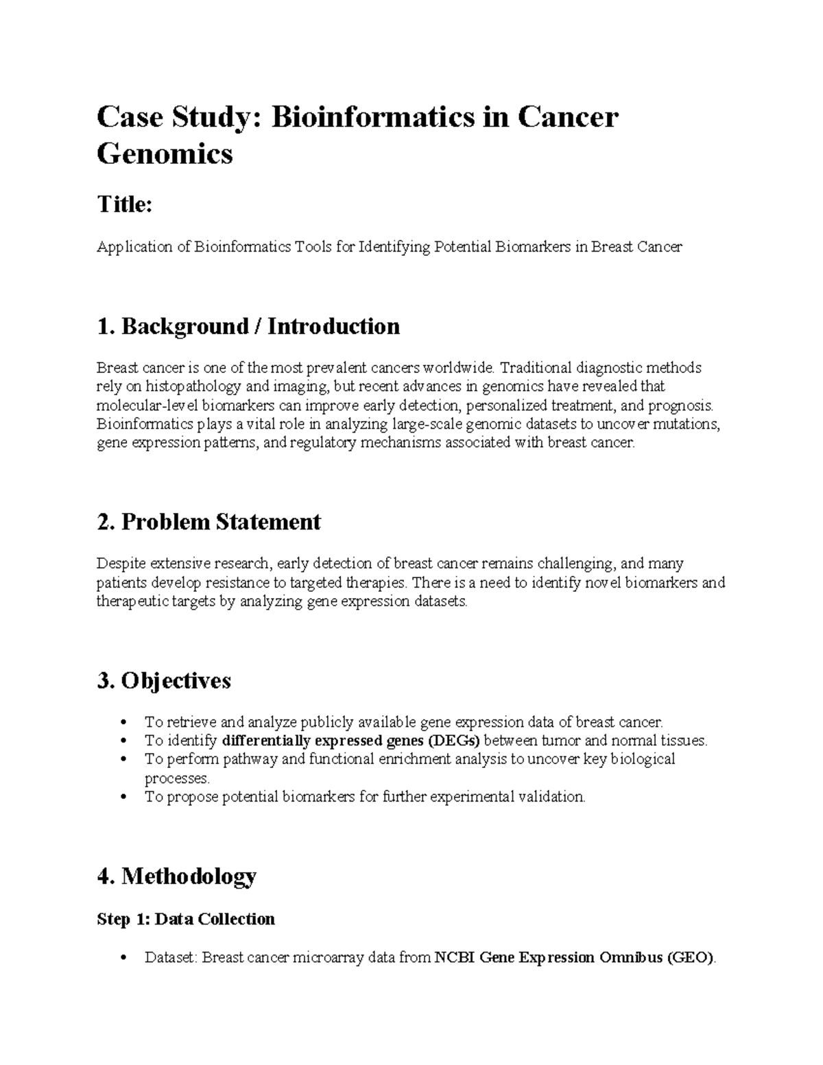 Case Study: Bioinformatics Tools for Breast Cancer Biomarker Discovery ...