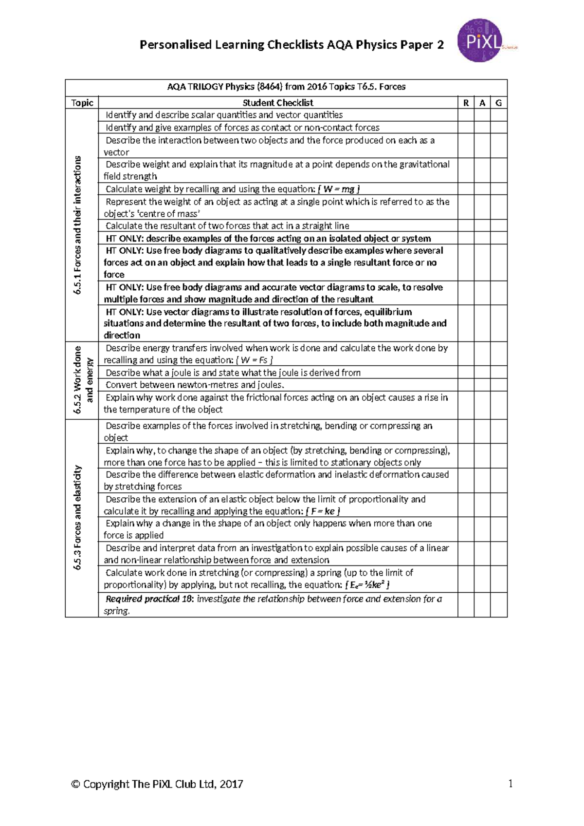 Personalised Learning Checklists for AQA Trilogy Physics Paper 2 - Studocu