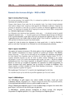 Mcdmld-2024-Solution - Enoncés et Solution des travaux dirigés – MCD et ...