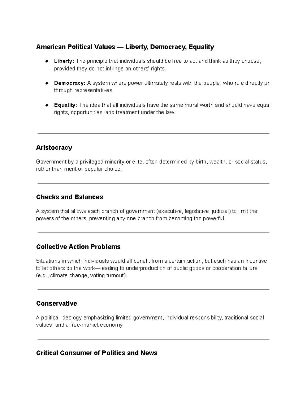 American Political Concepts and Processes Overview: Key Principles and ...