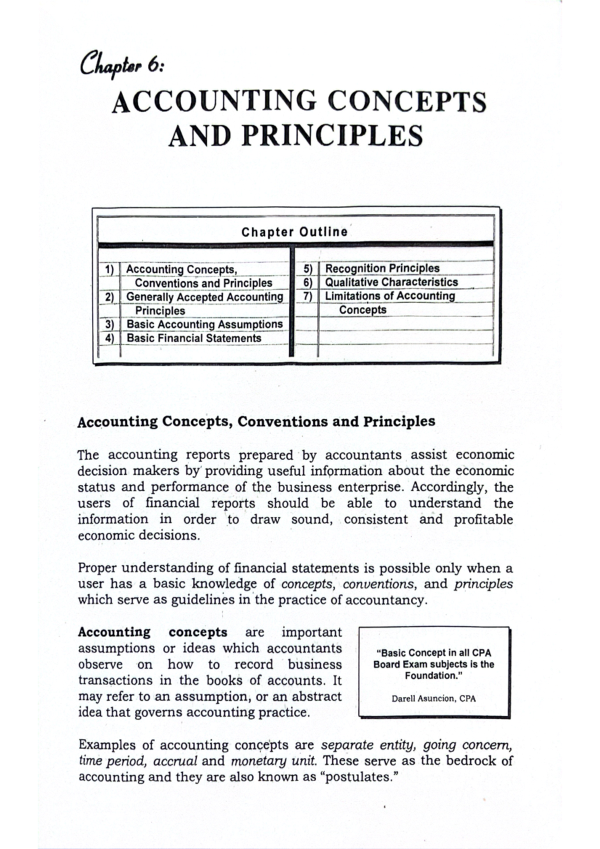 Valencia-ACCT 101 - Chapter 6: Accounting Concepts & Principles Notes ...