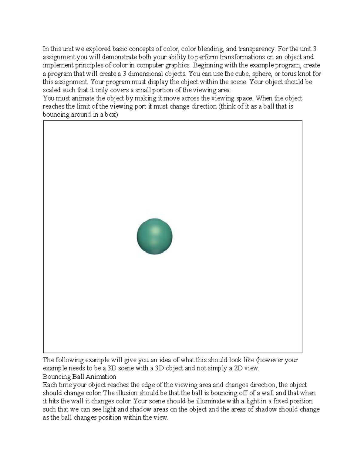 CS101: Assignment 3 - 3D Object Animation and Color Change - Studocu