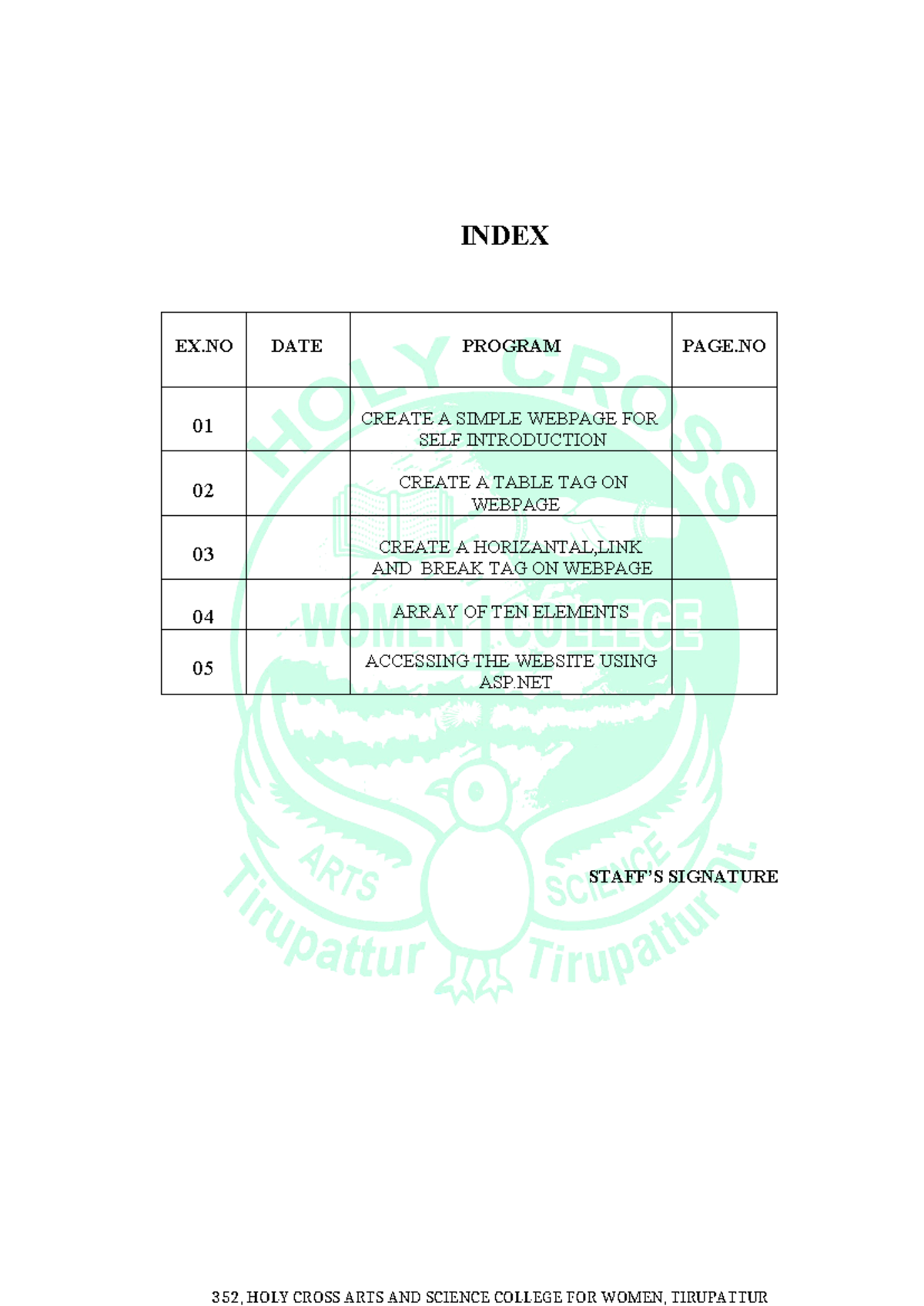 5- Copies CPCP66 WT LAB(3CCA) - INDEX EX DATE PROGRAM PAGE 01 CREATE A SIMPLE WEBPAGE FOR SELF ...