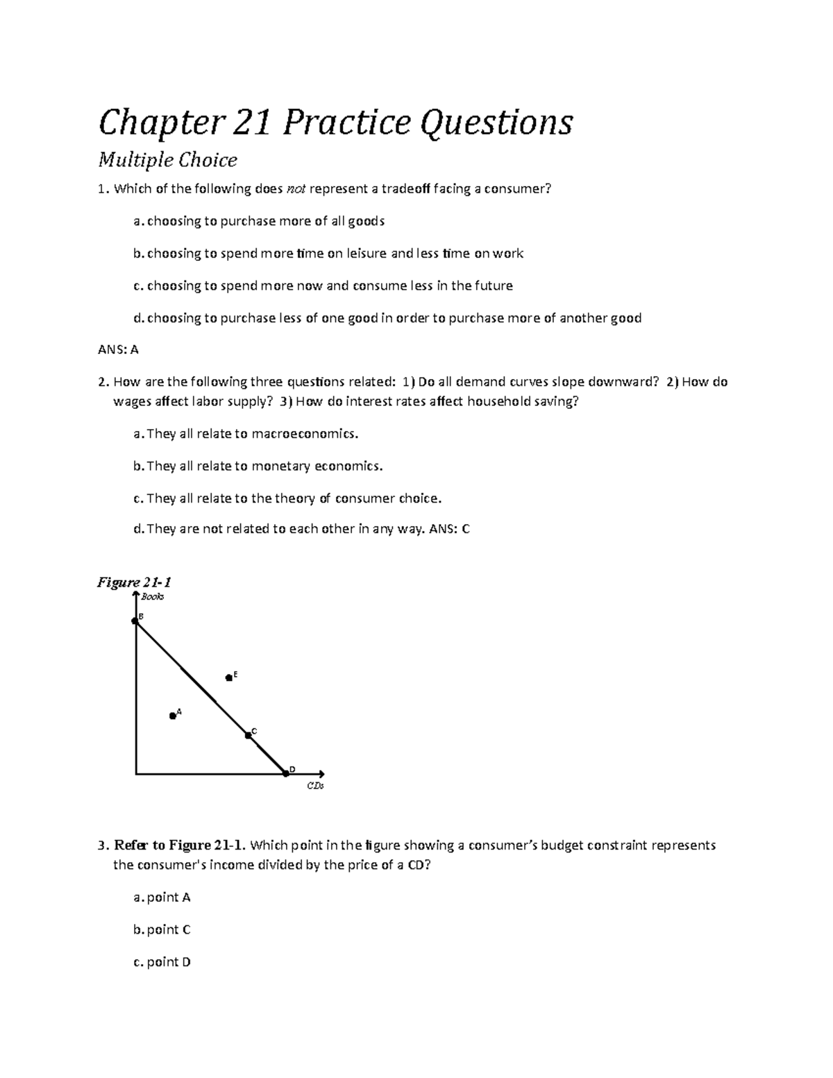Chapter 21 Practice Questions microeconomics - Chapter 21 Practice ...