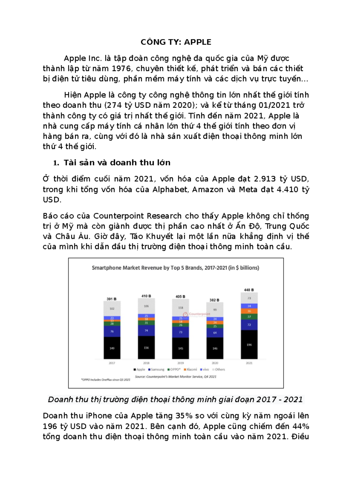 Apple - CÔNG TY: APPLE Apple Inc. là tập đoàn công nghệ đa quốc gia của Mỹ được thành lập từ năm ...