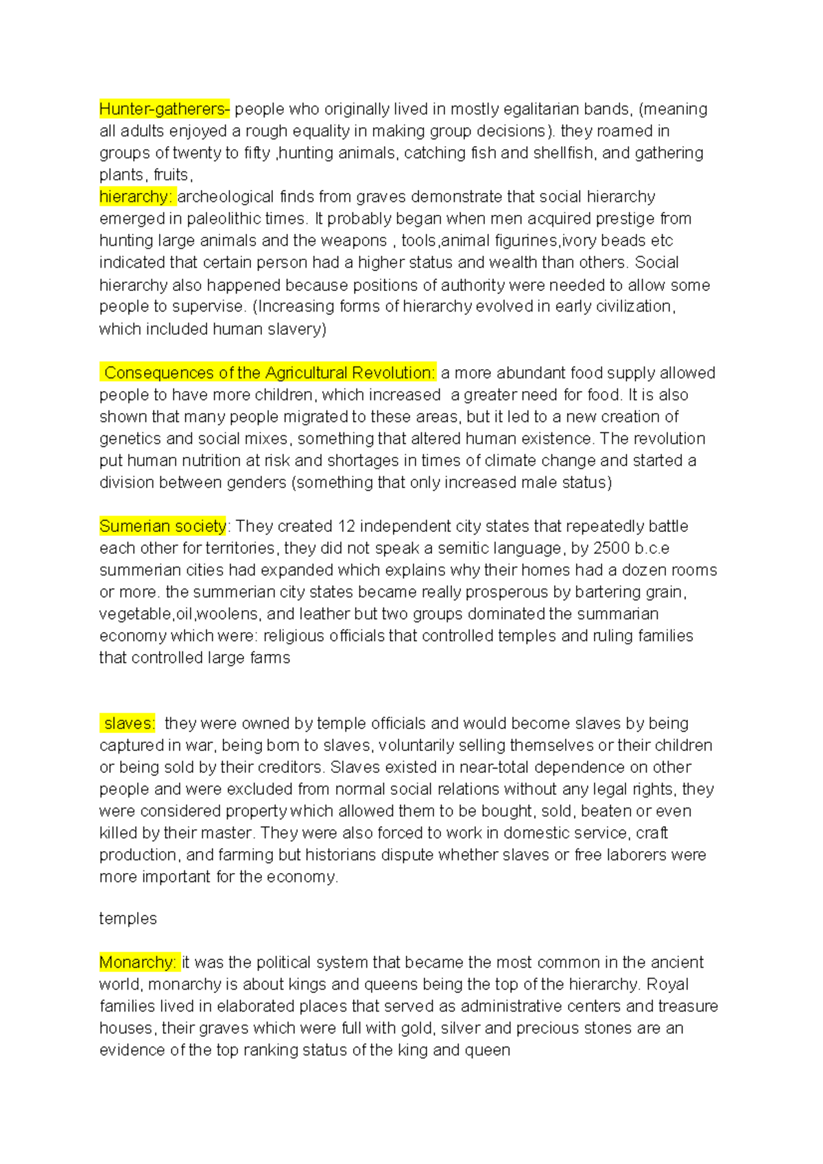 Vocab 1 - Social Hierarchy and Early Civilizations (HIST 101) - Studocu