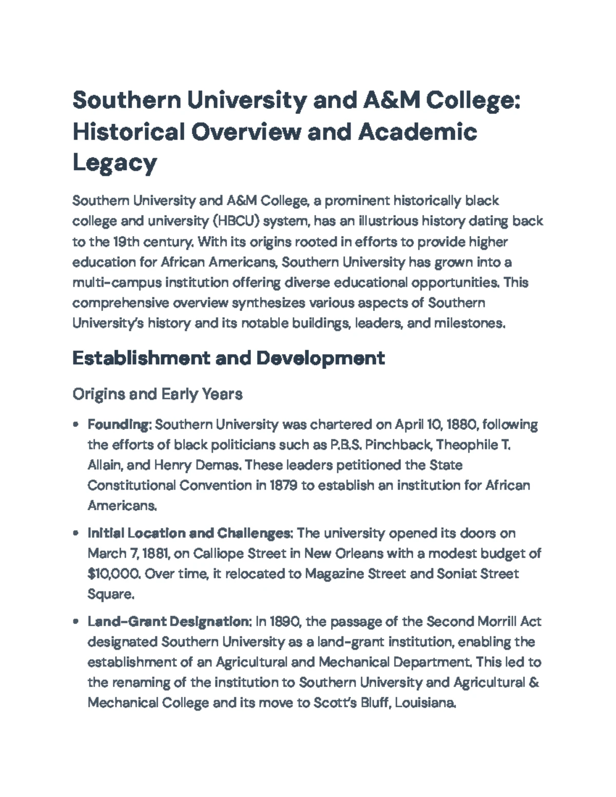 Southern University: A Historical Overview from Founding to Impact ...