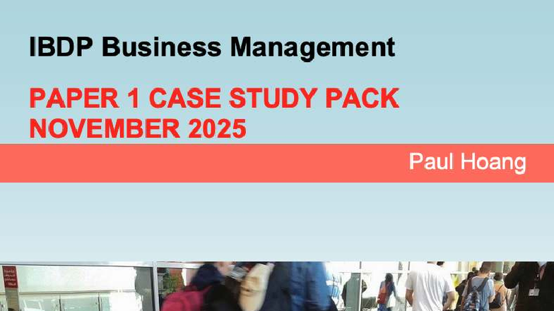 IB Business Management Paper 1 Case Study Pack: Walkway Ltd. (WW) for ...