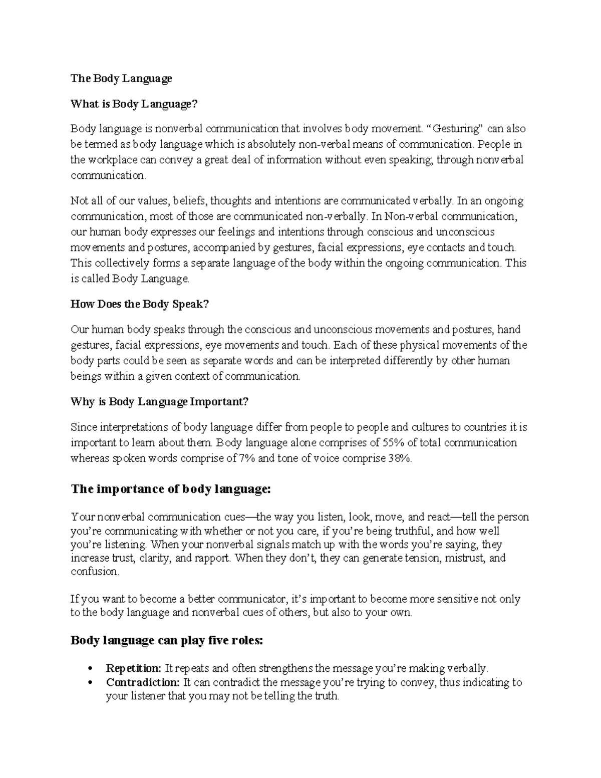 Body Language: Understanding Nonverbal Communication in the Workplace ...