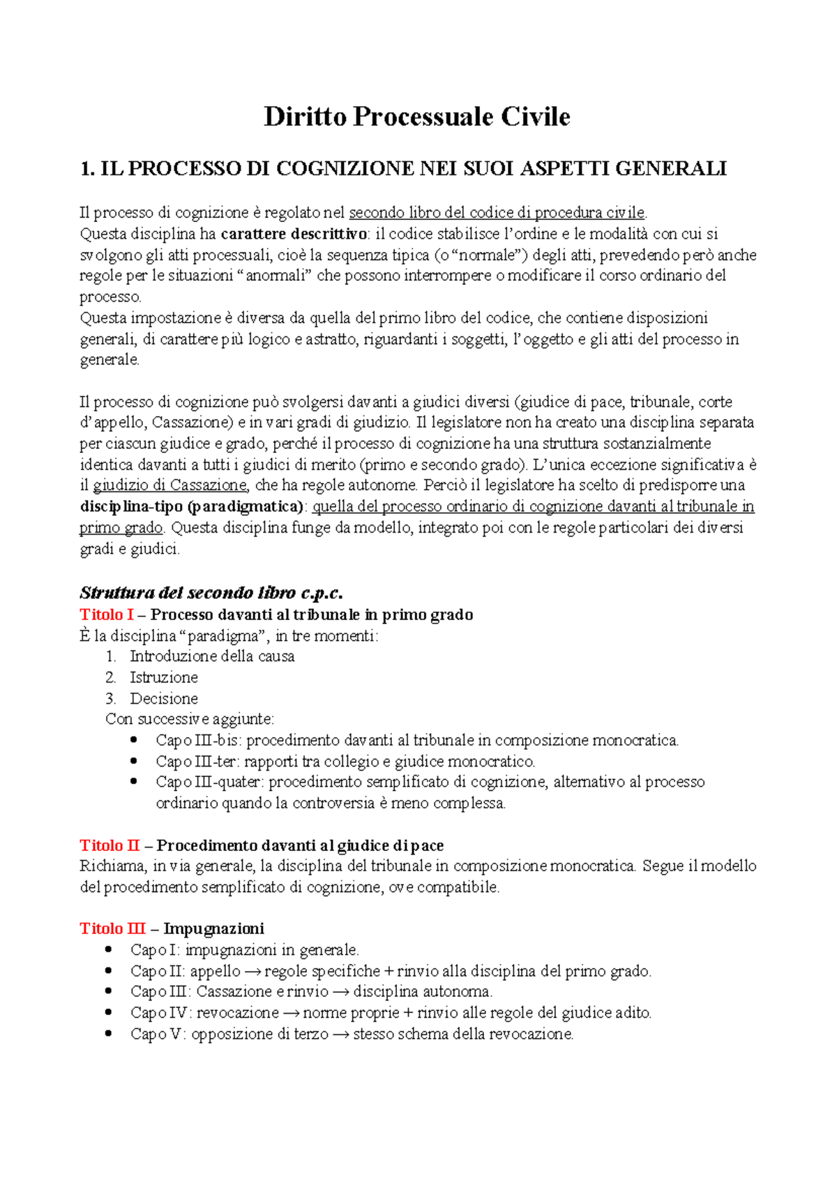 Riassunto del Secondo Libro di Diritto Processuale Civile 1: Il ...