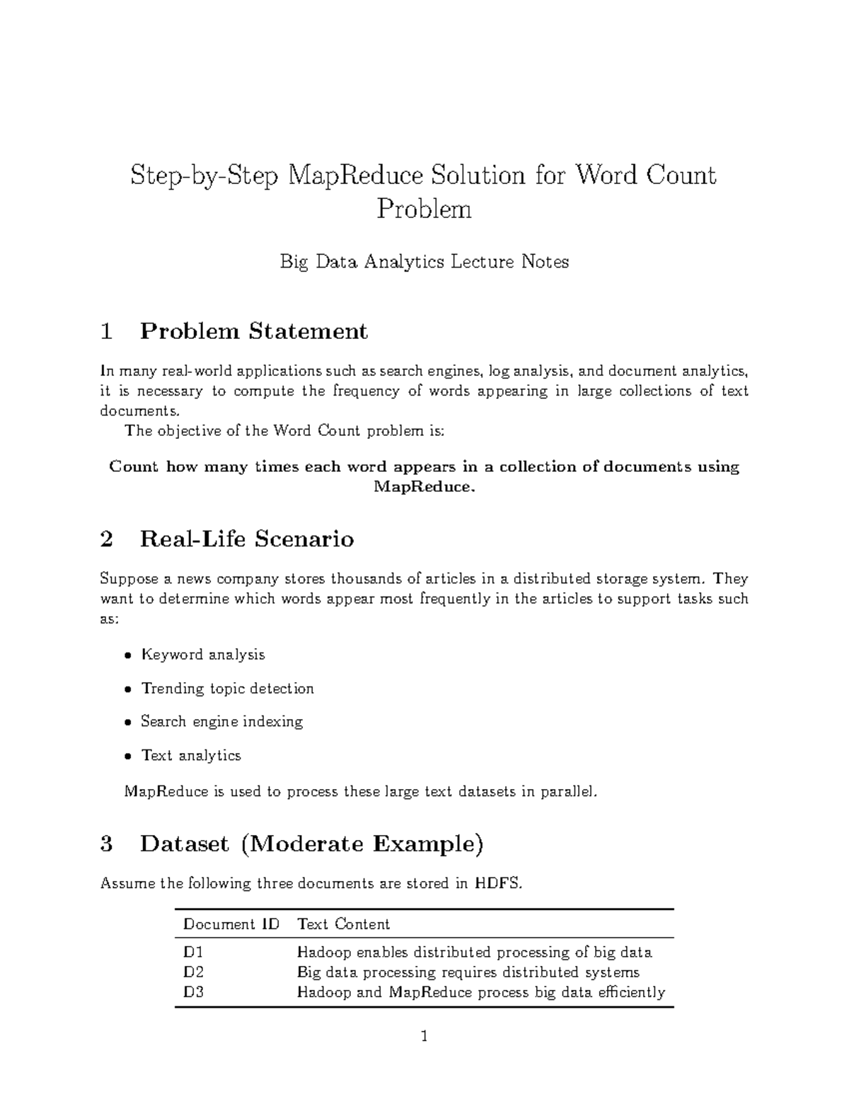 MapReduce WORD Count Problem: Big Data Analytics Lecture Notes - Studocu