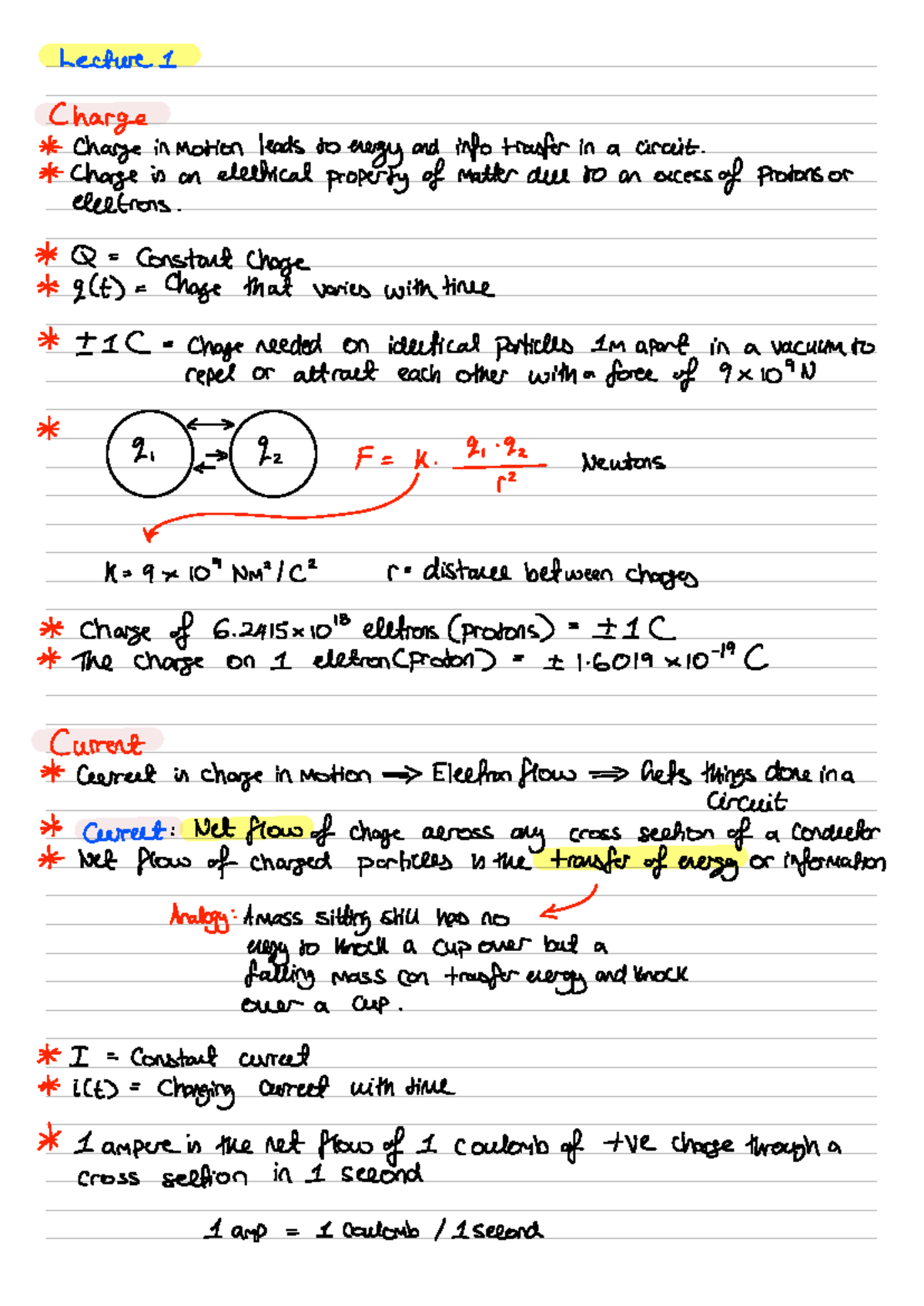 Lecture 1 - Understanding Charge, Current & Voltage Concepts - Studocu