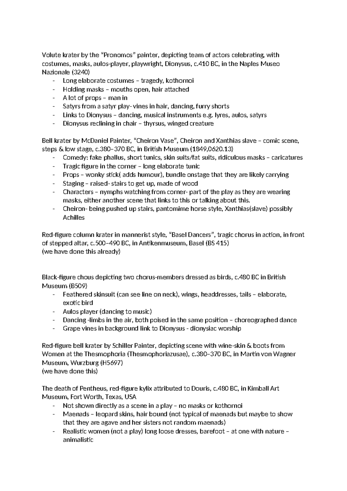 OCR A-Level Notes: Analyzed Vases and Their Depictions in Greek Theatre ...