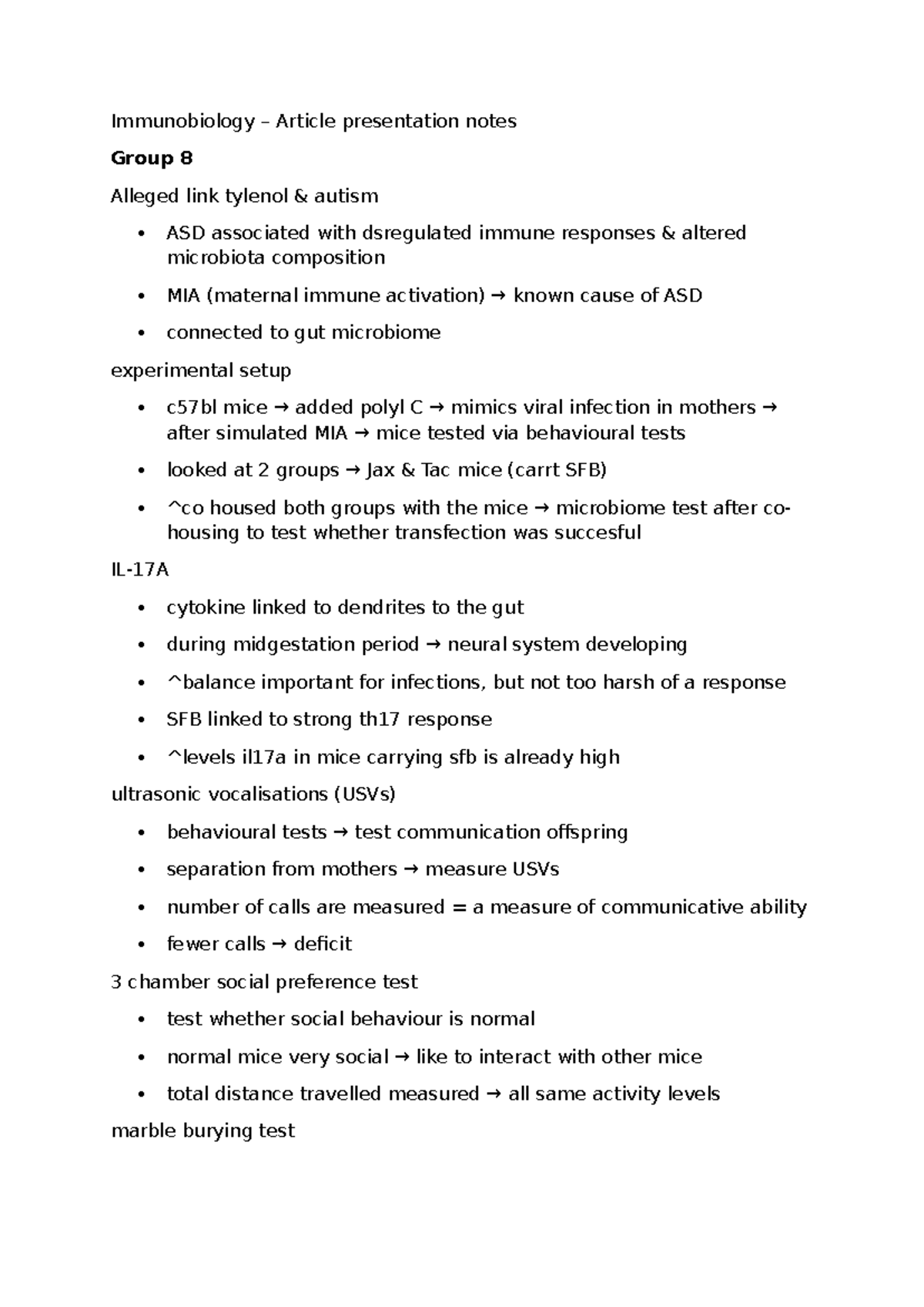 Immunobiology - Article Presentation Notes on Tylenol, Autism, and ...