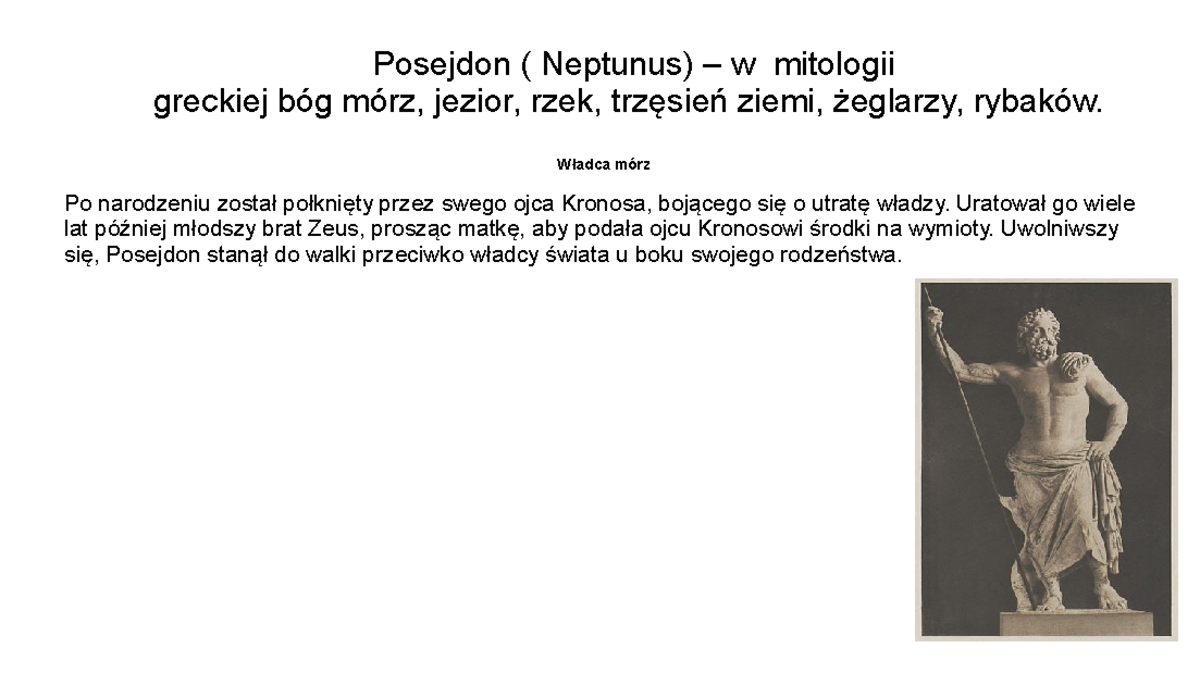 Prezentacja Z historii: Posejdon w Mitologii Greckiej - Studocu