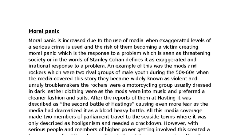 AC1.5 Criminology: The Role of Media in Moral Panic and Crime ...