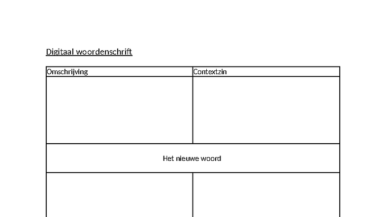 Digitale Woordenschrift: Omschrijving en Contextzin - Studeersnel