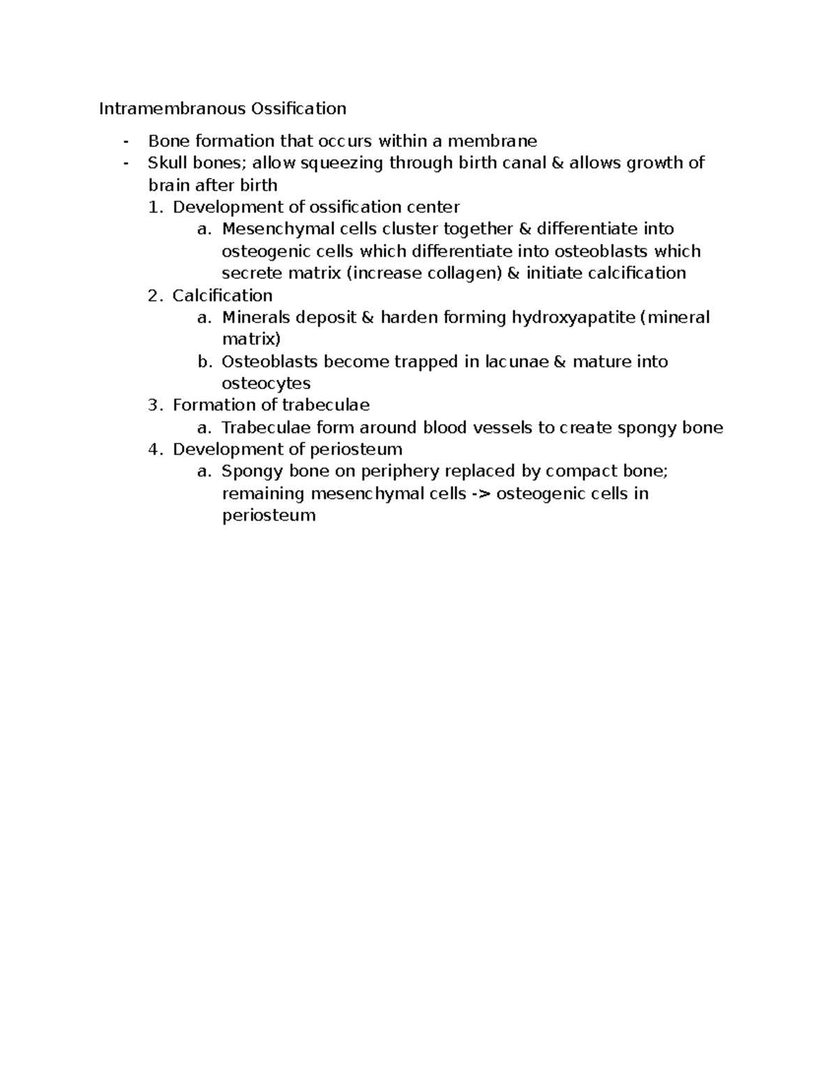 Intramembranous Ossification Process and Bone Formation Insights ...