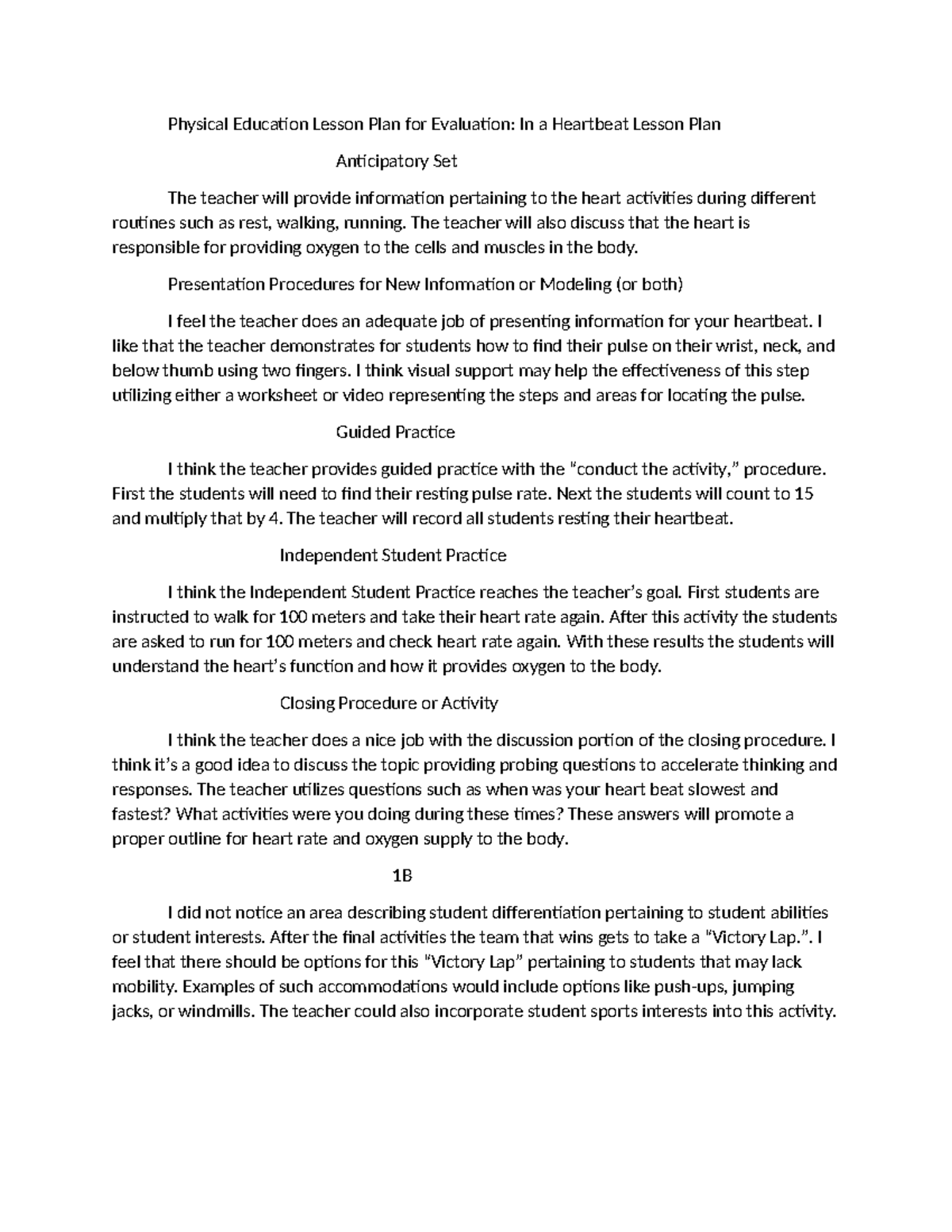 Lpm1 (3) - passed - Physical Education Lesson Plan for Evaluation: In a ...