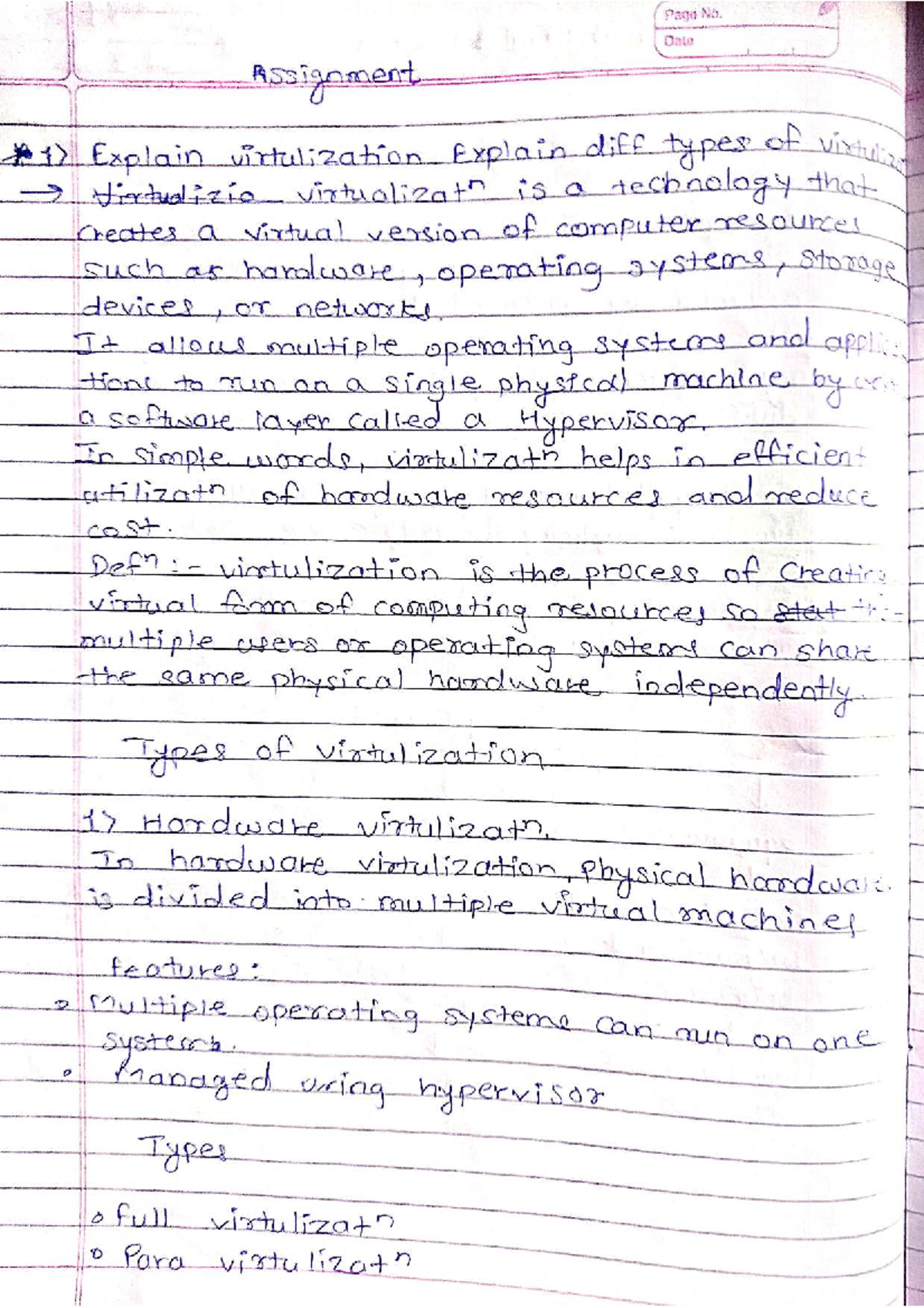 Assignment 1: Understanding Virtualization and Its Types - Studocu