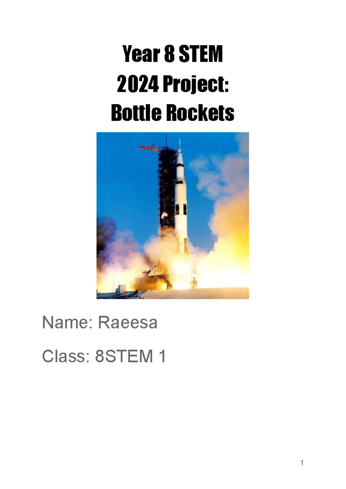 8STEM 1 - 2024 Bottle Rocket Project Workbook by Raeesa Sobhani - Studocu