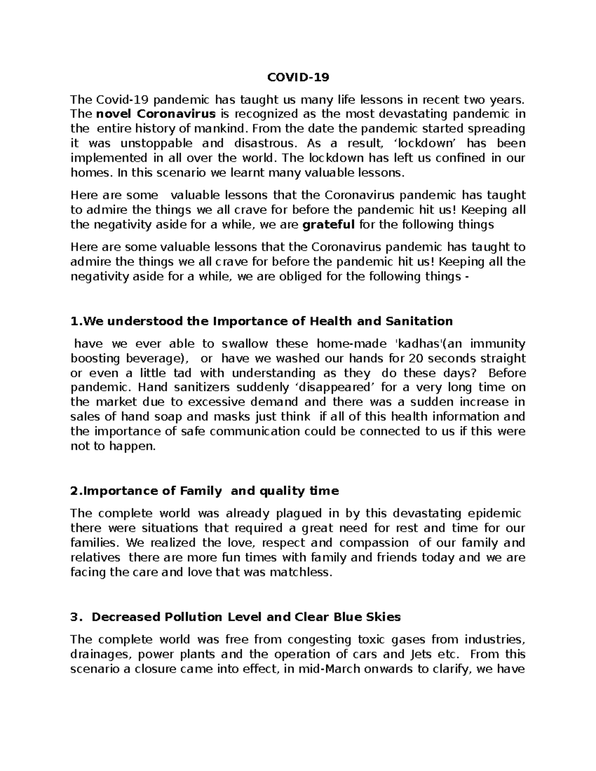 Covid-19 Essay - This is one of my study materials. I hope it can help ...