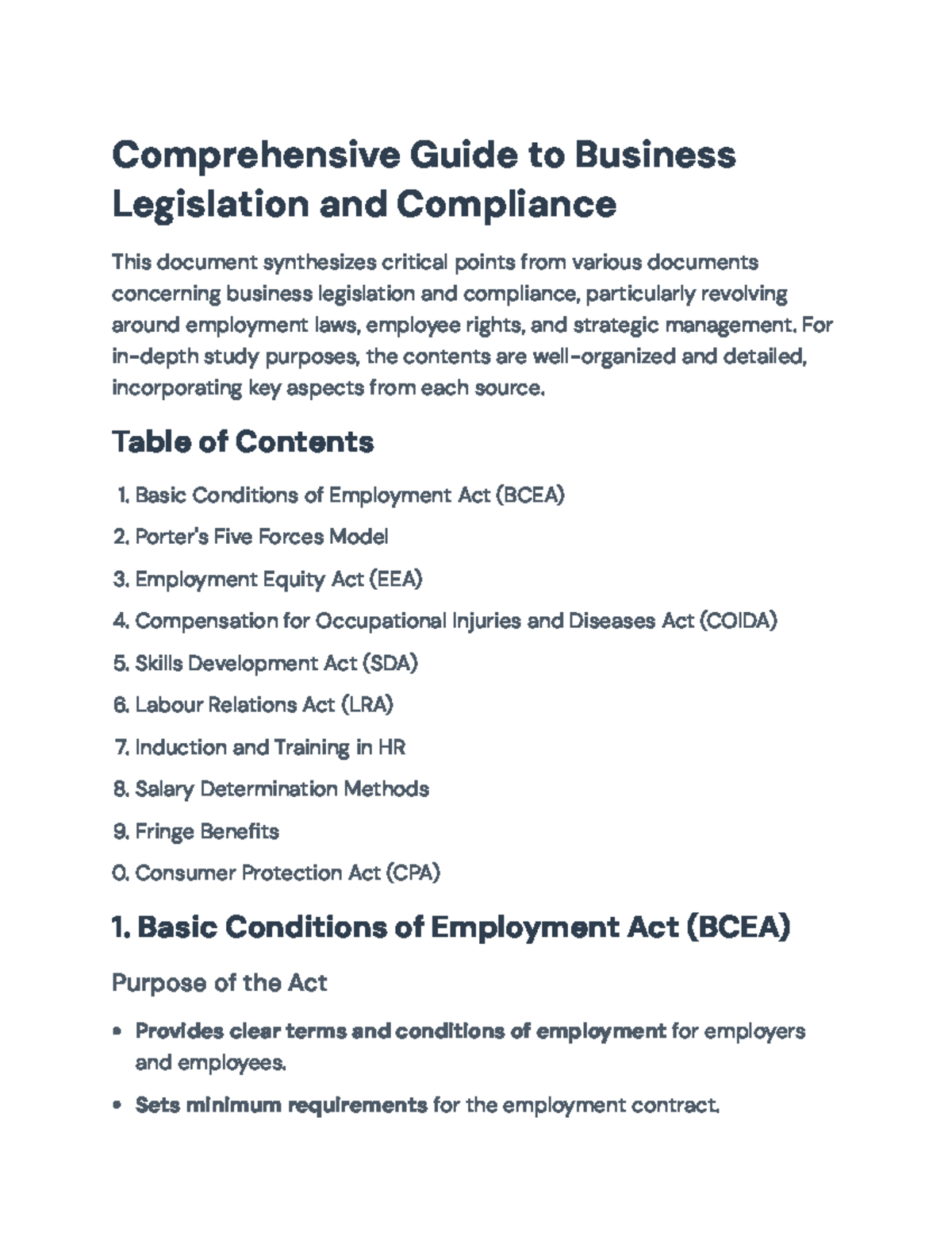 Business Legislation and Compliance Overview (Course Code ...