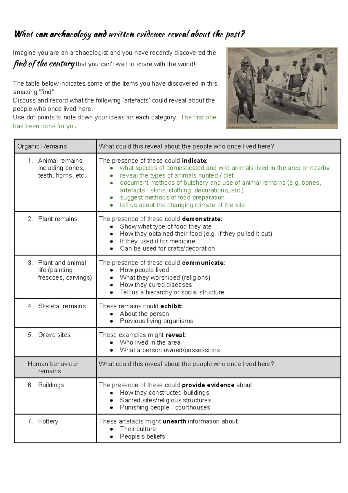 Ancient History (Year 11) - What Can Archaeology and Written Evidence ...