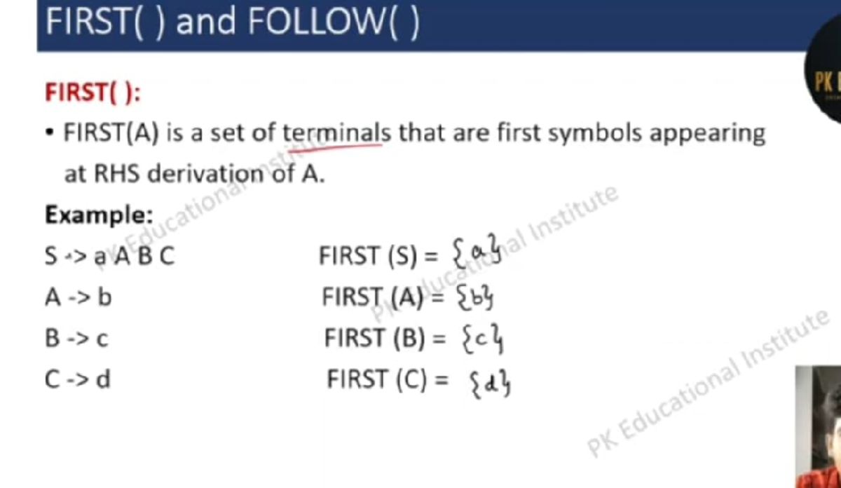 FIRST and FOLLOW Sets - PK I Analysis and Examples - Studocu
