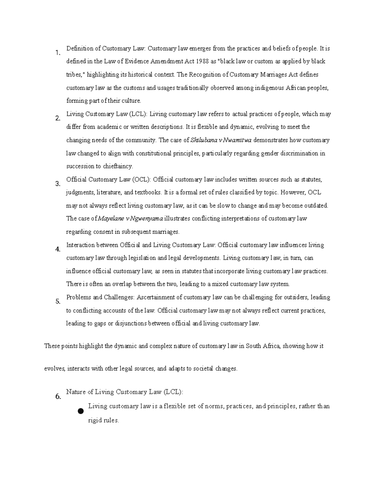 CUS 311 Nature of Customary Law - Comprehensive Summary and Insights ...