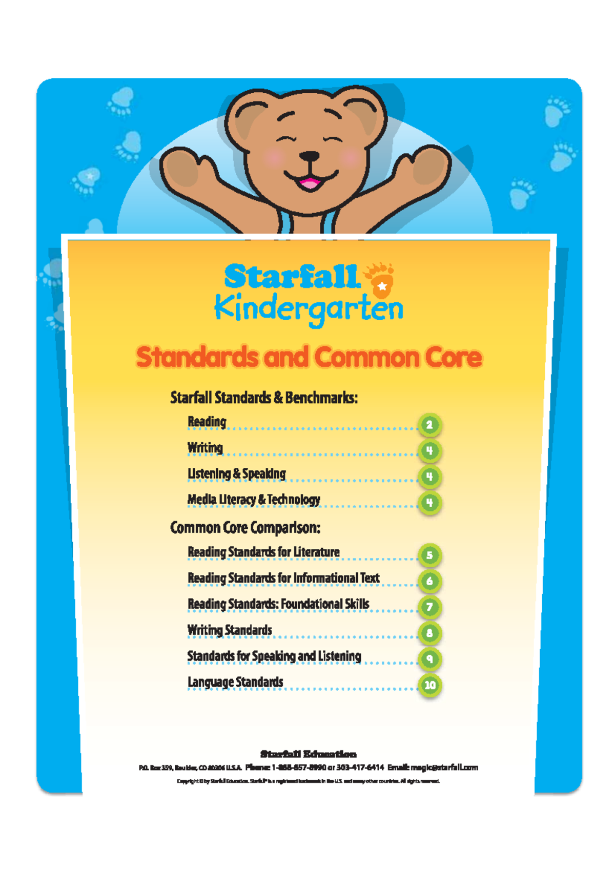 Starfall Kindergarten Standards & Common Core Alignment Guide - Studocu