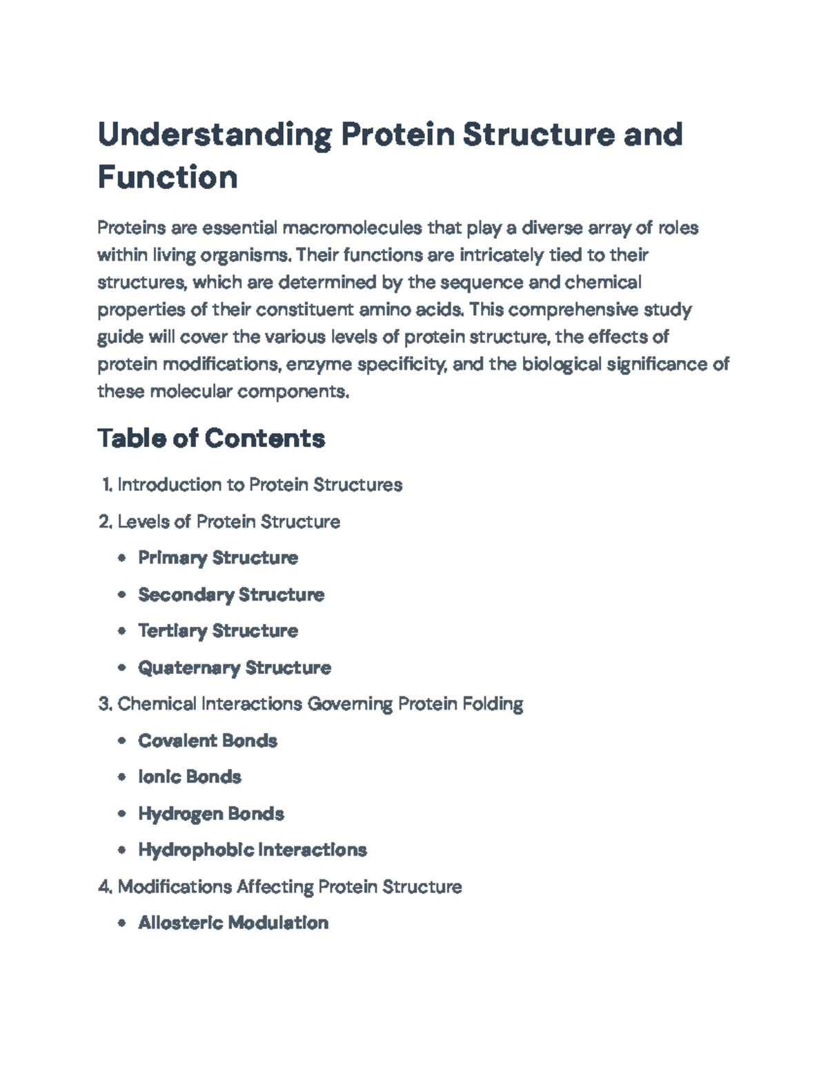 Protein Structure and Function Study Guide (MABLTeX953) - Studocu