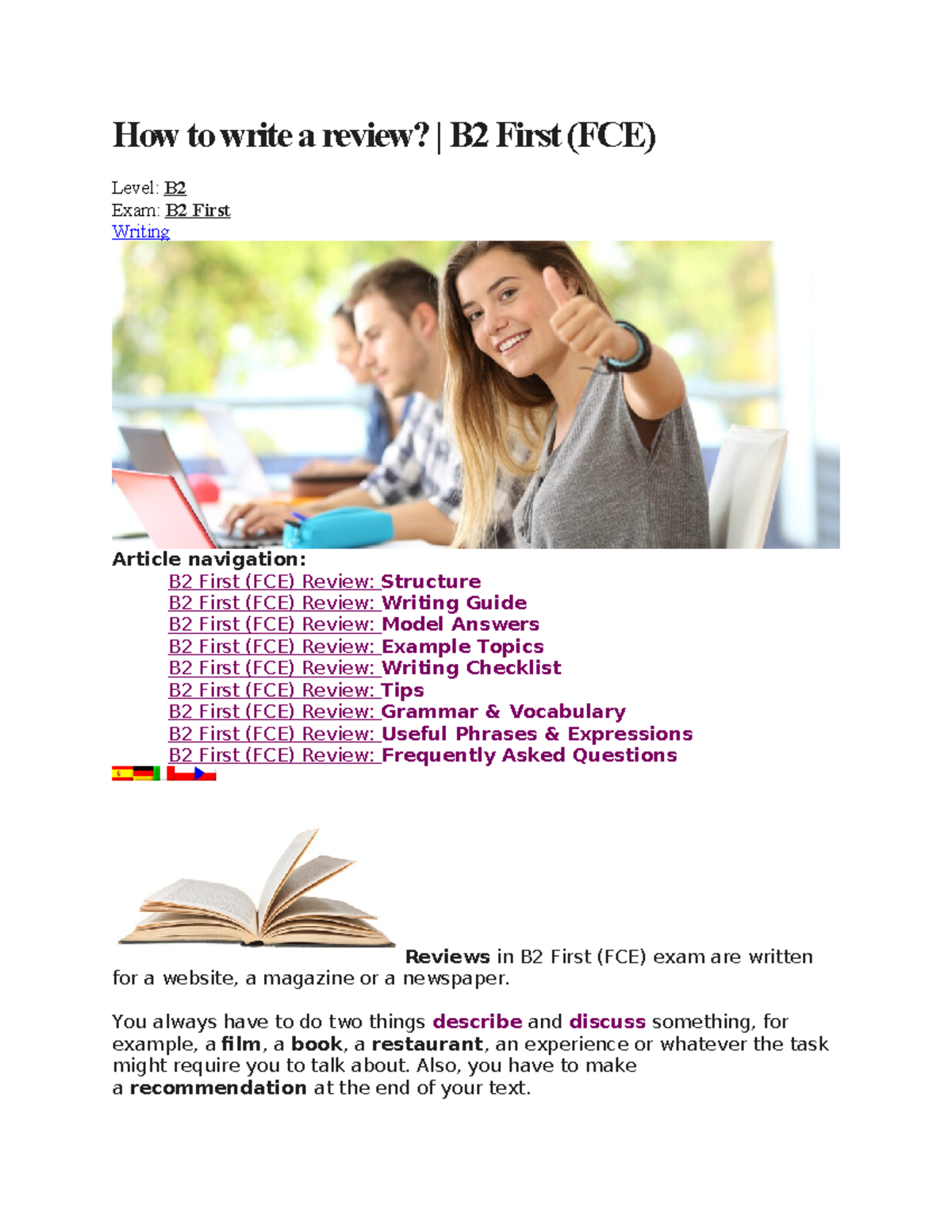 How to Write a Review: B2 First (FCE) Writing Guide - Studocu