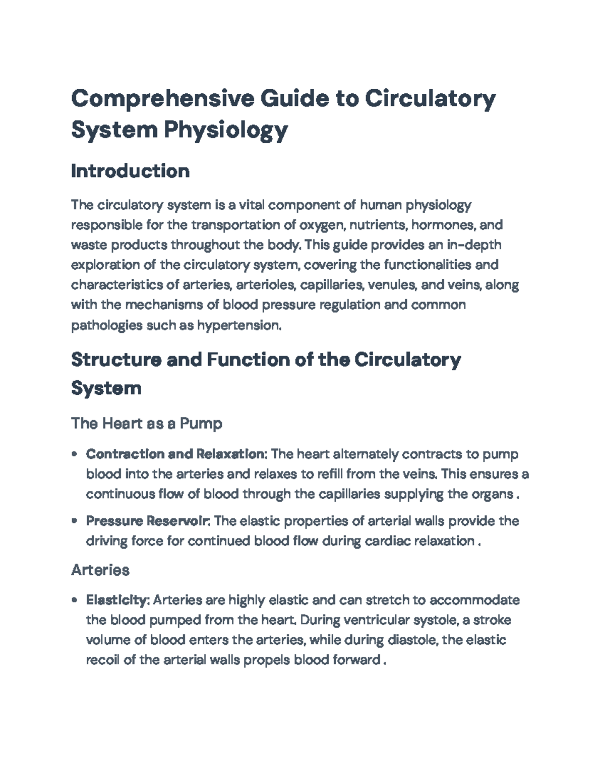 Comprehensive Guide to Circulatory System Physiology - Comprehensive ...