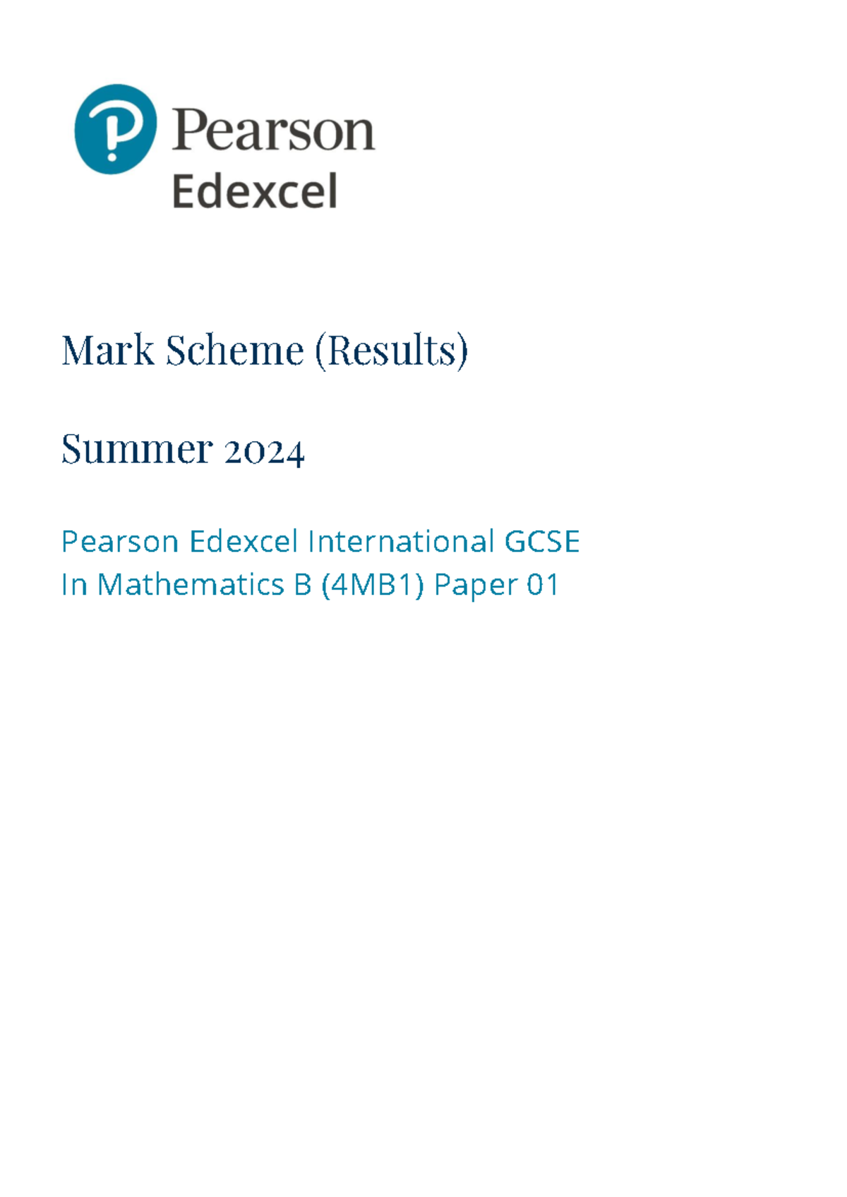 Mark Scheme for Summer 2024 Pearson Edexcel International GCSE ...
