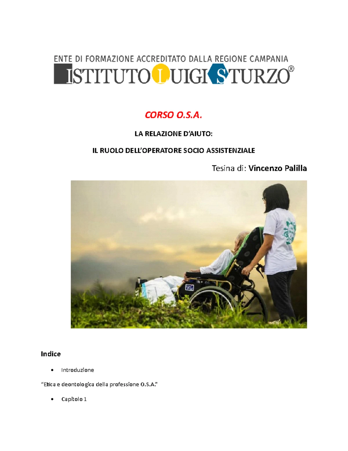 Tesina Corso OSS - .. OSS Anno 2023/2024 Anna Barbaro Candidata ...