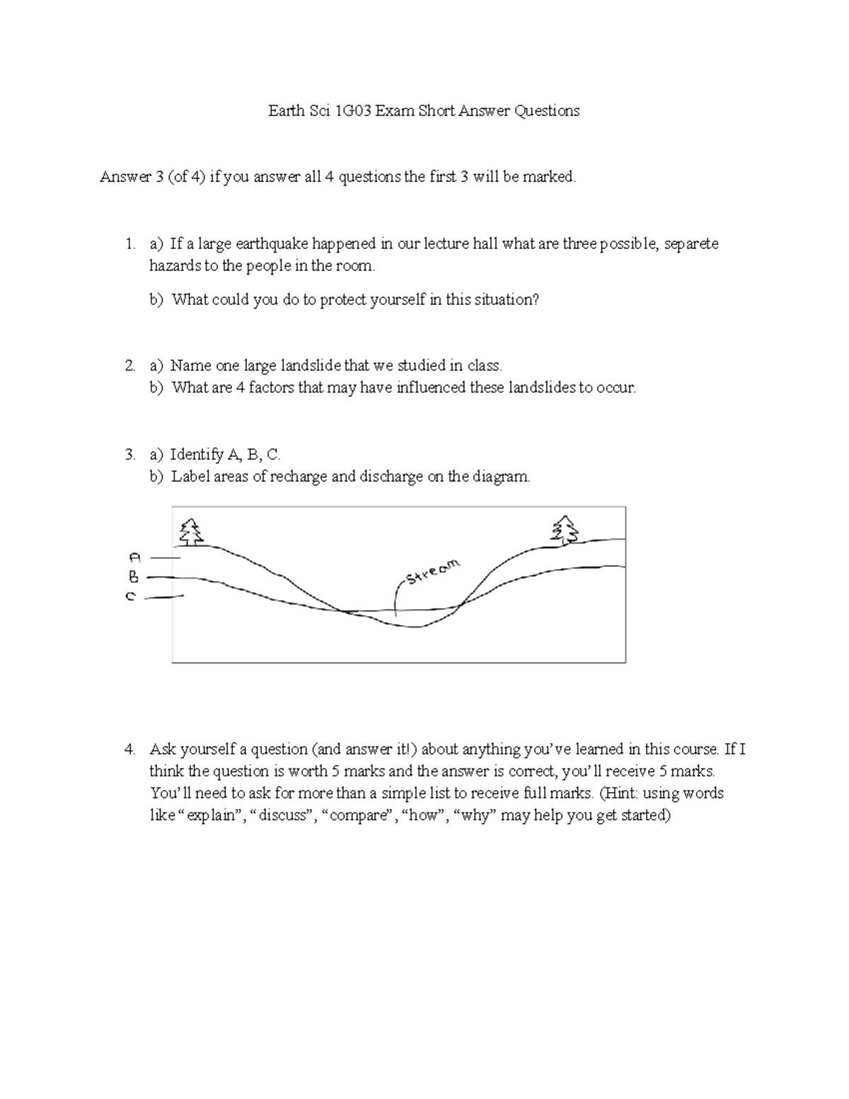 Earth Sci 1G03 Final Exam Short Answer Qs & Study Tips - Studocu