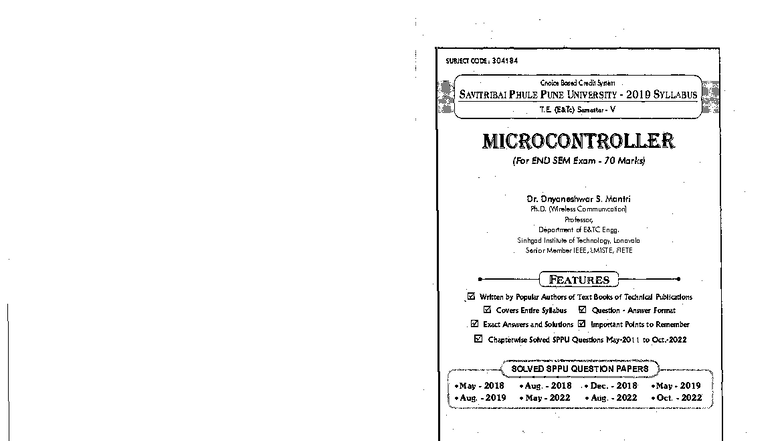 Microcontroller (304184) Syllabus Guide for T.E. V End Sem Exam - Studocu