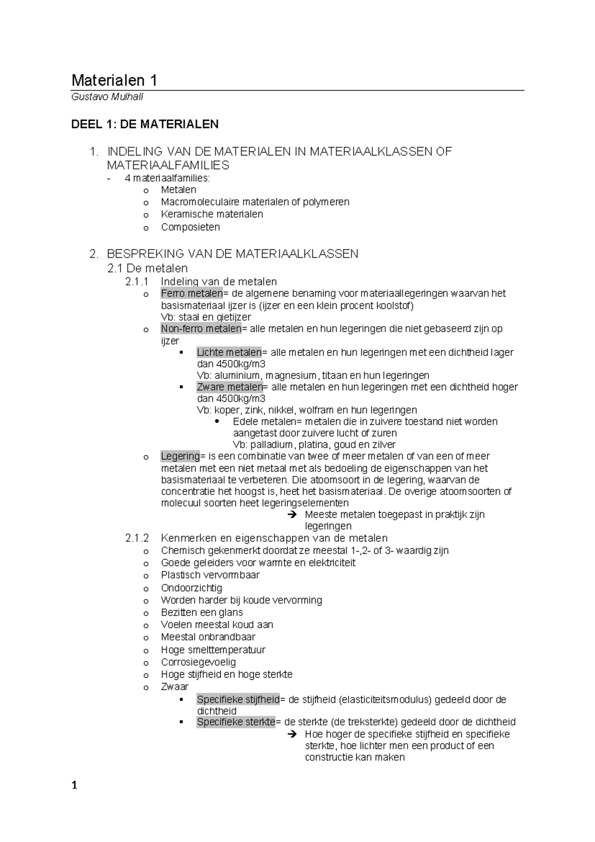Materialen 1 - INDELING VAN DE MATERIALEN IN MATERIAALKLASSEN OF ...