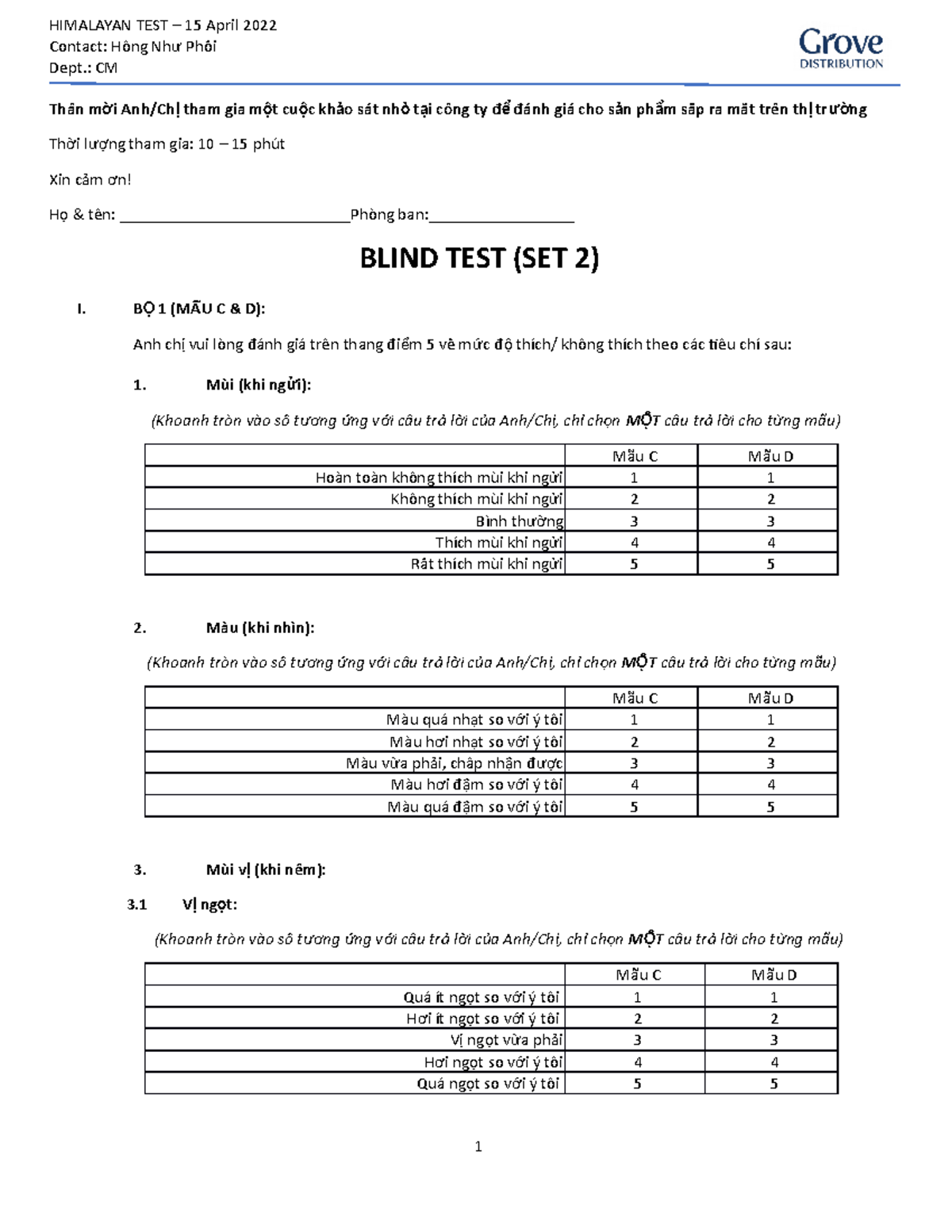 Blind TEST Survey R7 (SET 2) - Marketing - Đại học Tài chính - Studocu